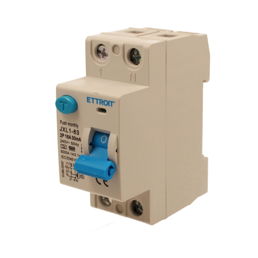ETTROIT RCCB Interruttore Differenziale Puro Tipo A 1P+N 2M 6000A 30mA 16A